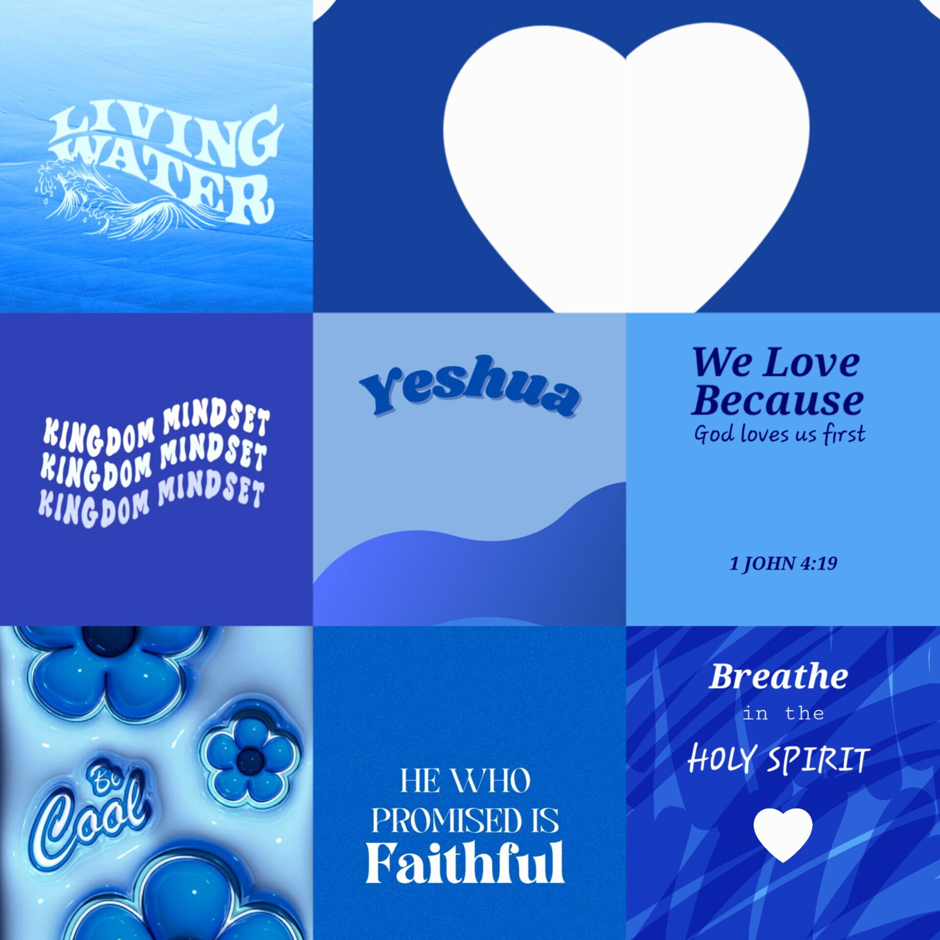 30 60 physical Dark Blue Christian Aesthetic Collage Kit Blue Christian ...