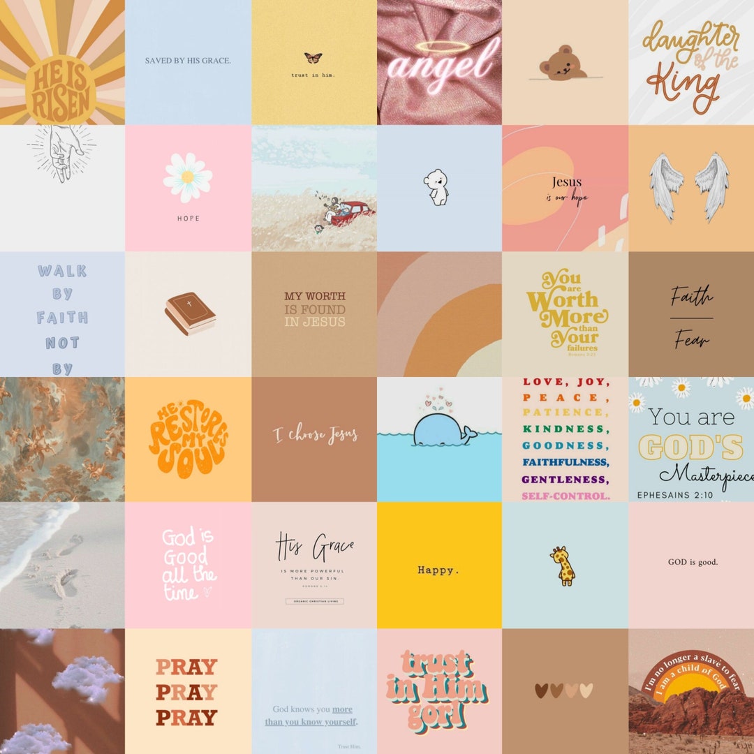 30 - 60 Physical Christian Pastel Aesthetic Wall Collage Kit With ...