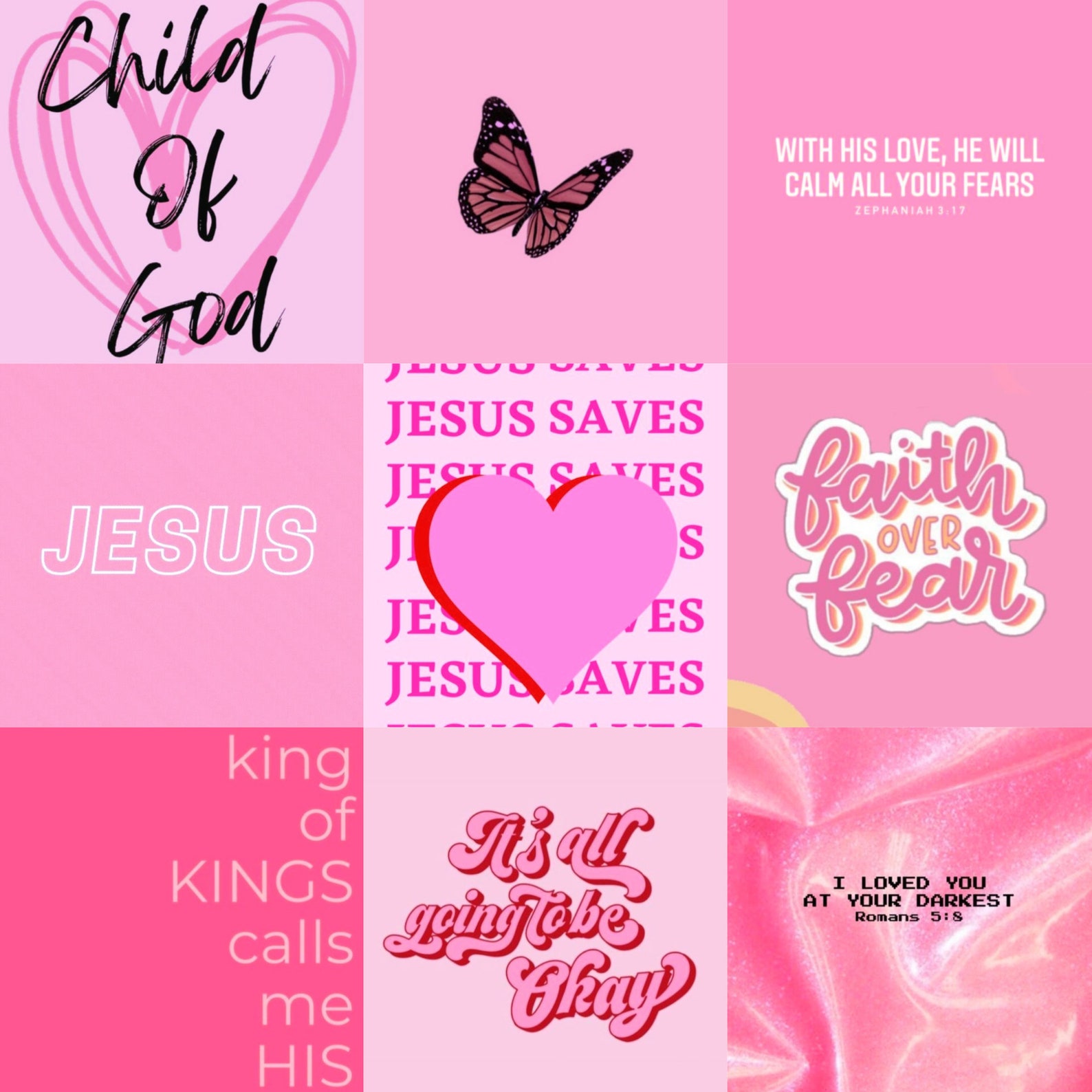 60 DIGITAL Pink Christian Aesthetic Collage Kit Christian Collage Kit ...