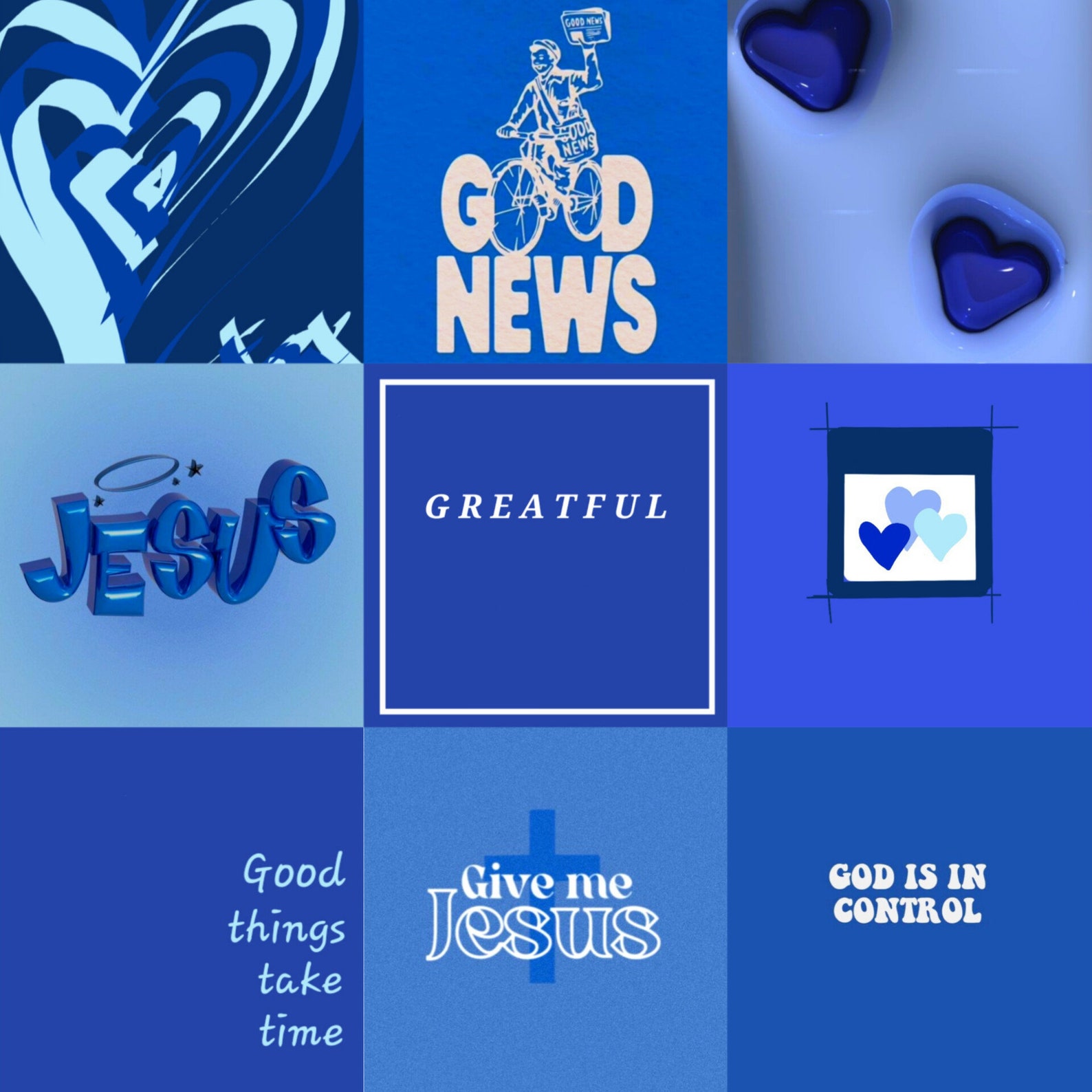 30 60 physical Dark Blue Christian Aesthetic Collage Kit Blue Christian ...