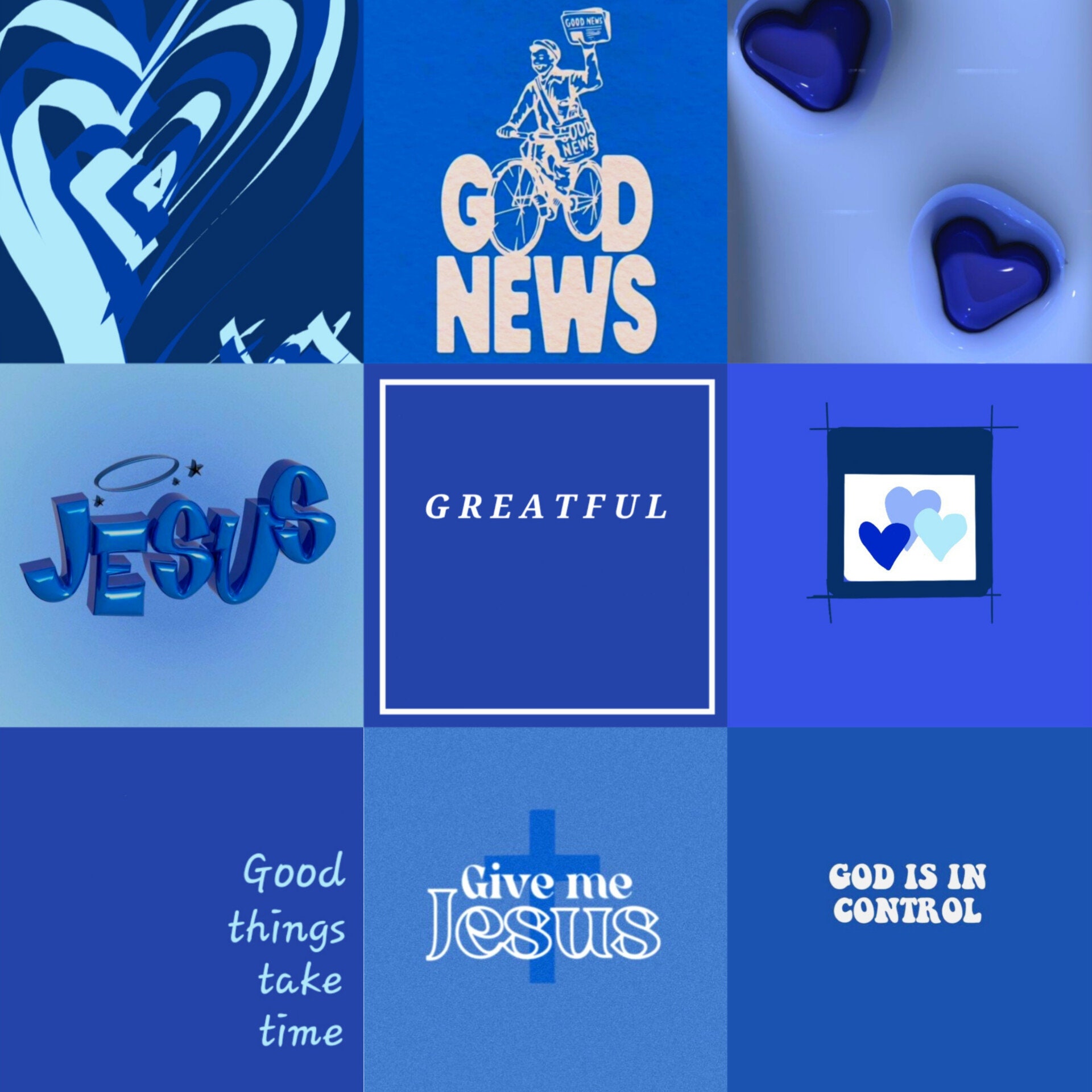 30 60 physical Dark Blue Christian Aesthetic Collage Kit Blue Christian ...