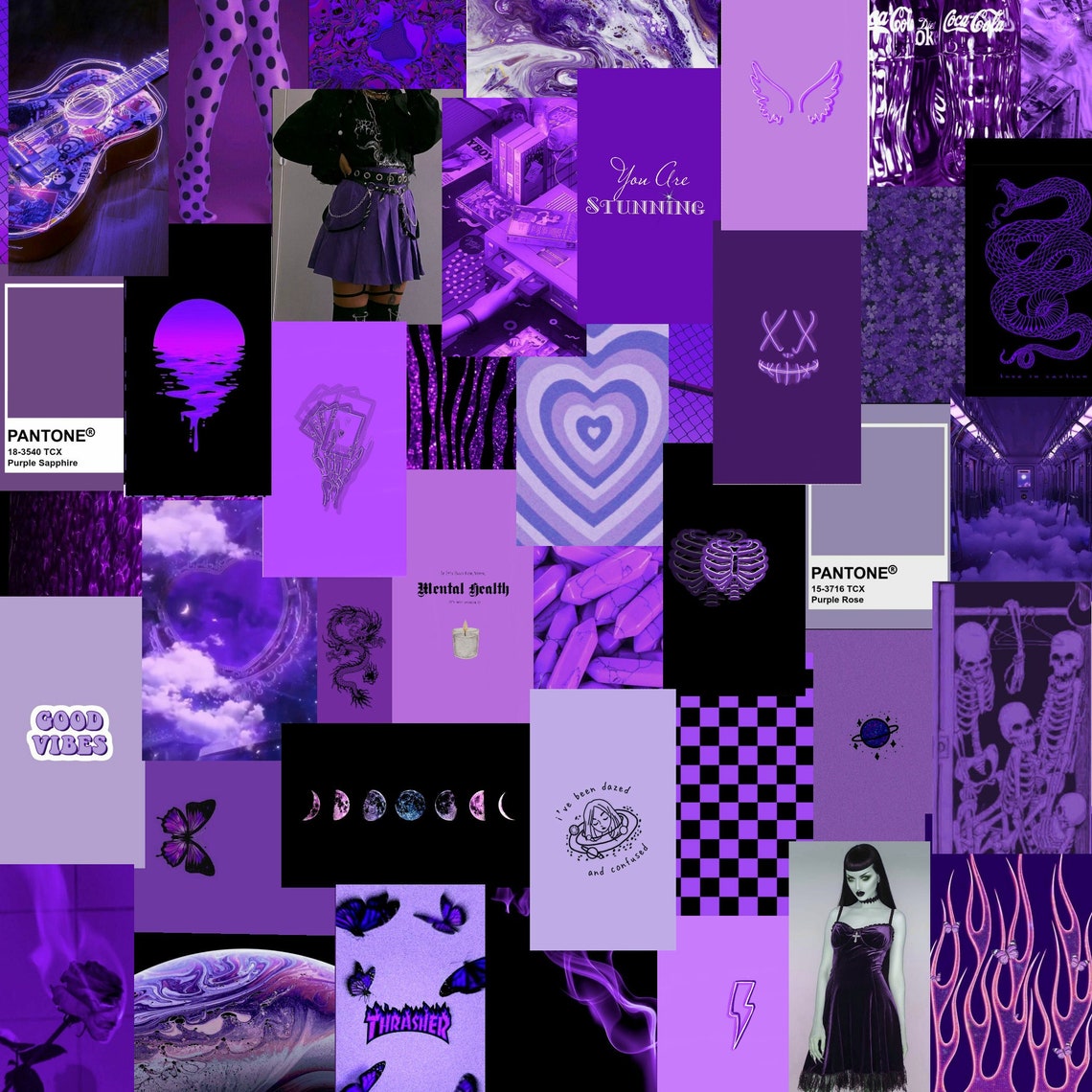 60 digitaldark Purple Aesthetic Collage Kit Dark Purple Photo Wallpaper ...