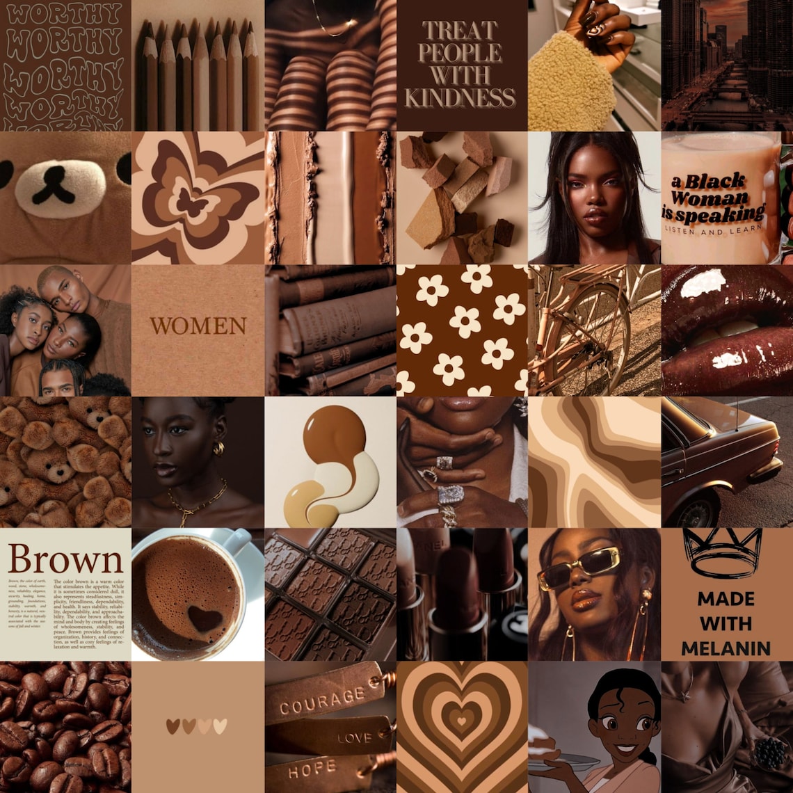 60 DIGITAL Black Girl Brown Aesthetic Collage/ Brown - Etsy