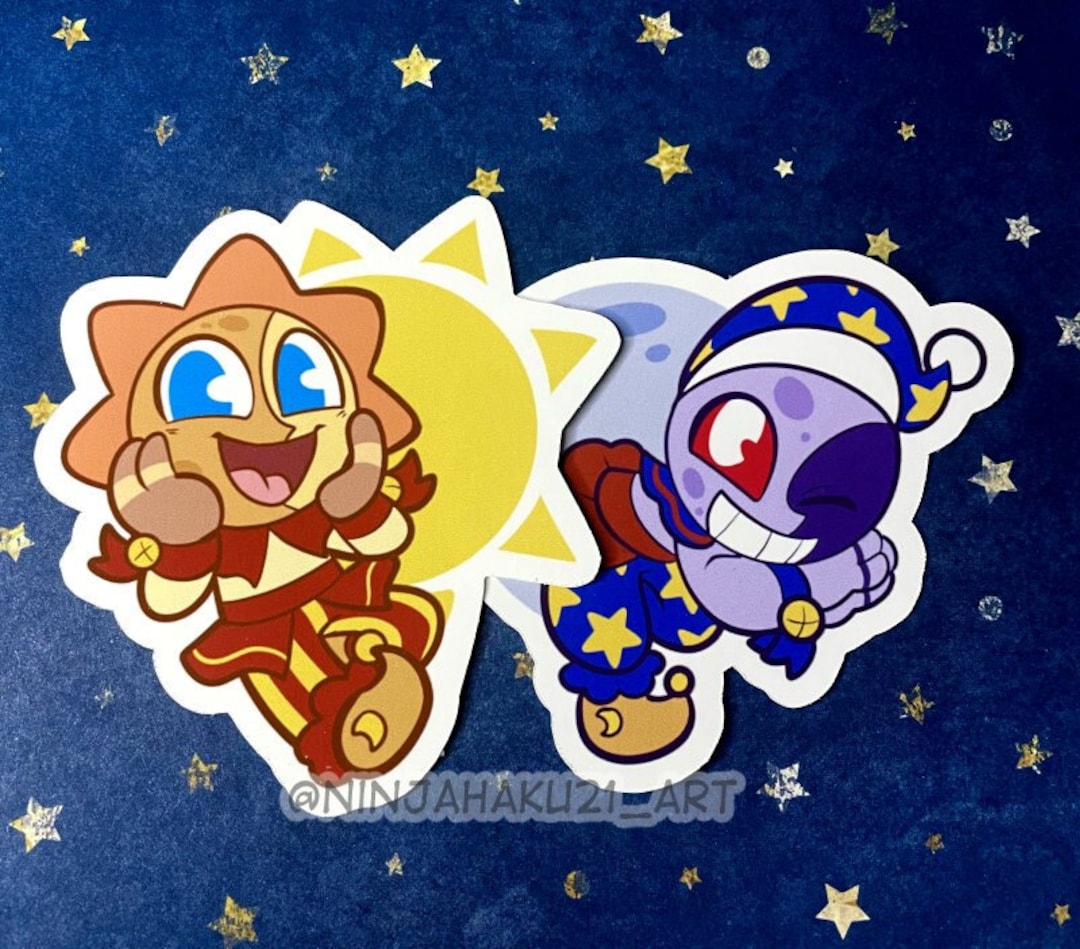FNAF: Security Breach Sun and Moon Chibi 3 Inch Matted Sticker Fanmade ...