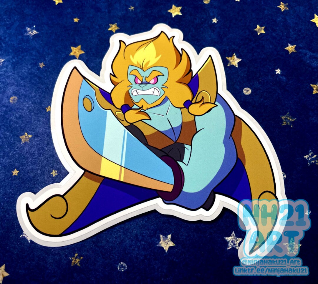 Azure Lion | 3.5 Inch Tall Matted Sticker Fanmade - Etsy