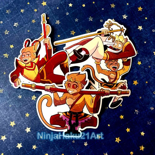 Journey to the West Chibi Stickers Sun Wukong Macaque - Etsy