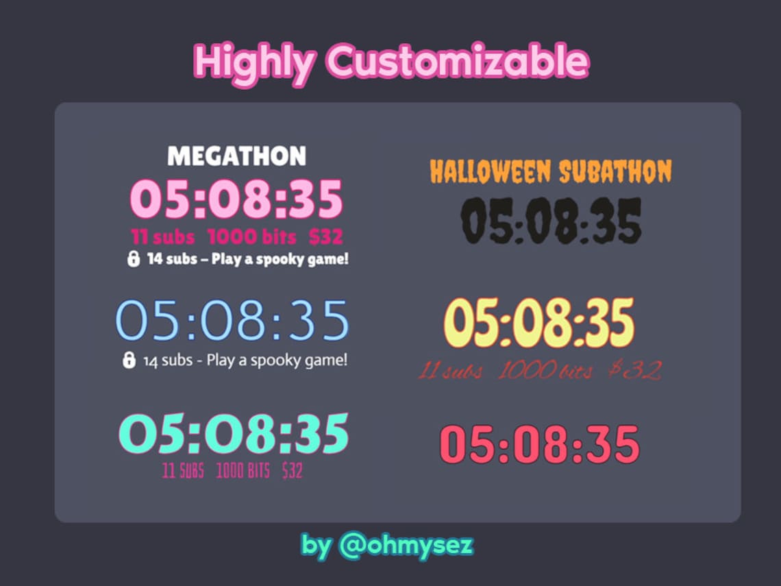 Megathon Timer Widget - Subathon Donothon Countdown Streamer App - Bit ...
