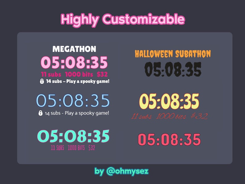 Megathon Timer Widget - Subathon Donothon Countdown Timer for Twitch Streamers - Bit Tracker Sub ...