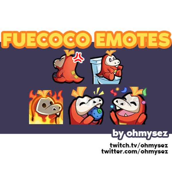 Fuecoco Emotes - Etsy