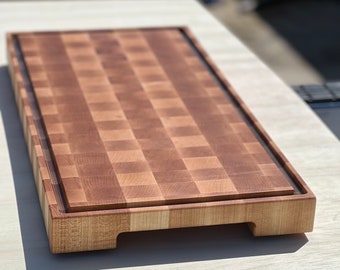 End Grain Board Butcher Block Board End Cutting Board With Reservoir ...
