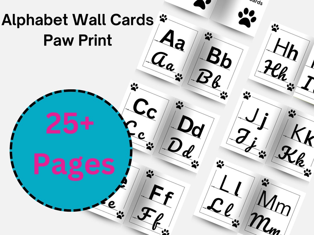 Alphabet Wall Cards Paw Print Theme Printable - Etsy