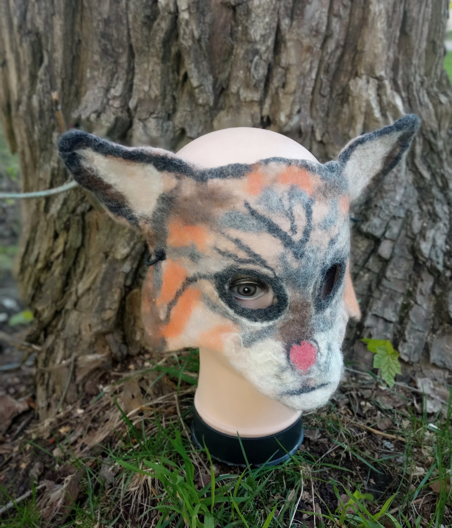 Luxurious Childrens Felted Cat Mask.therian Cat Mask.festive Headdress ...
