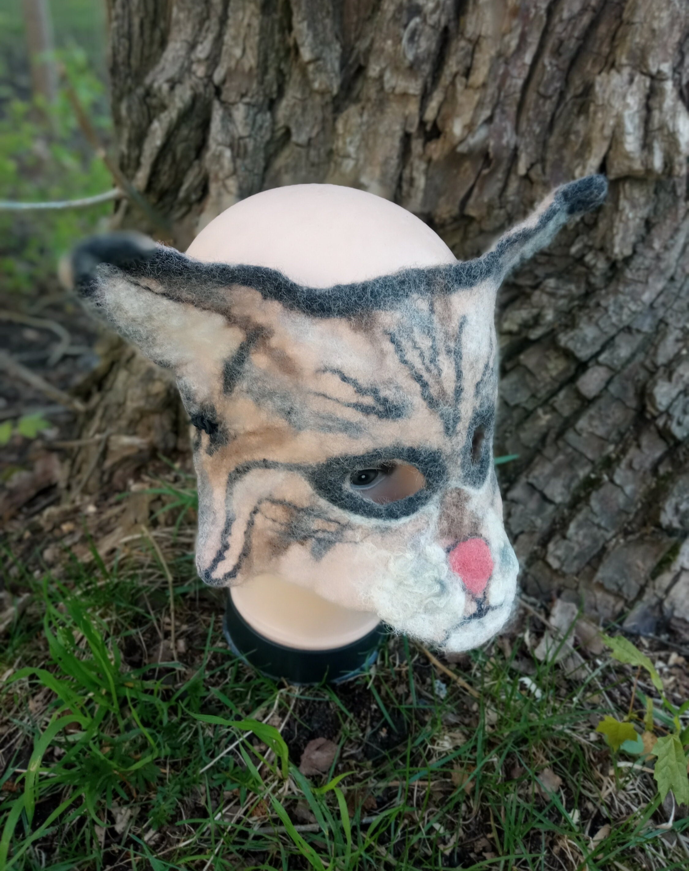 Luxurious Childrens Felted Cat Mask.therian Cat Mask.festive Headdress ...
