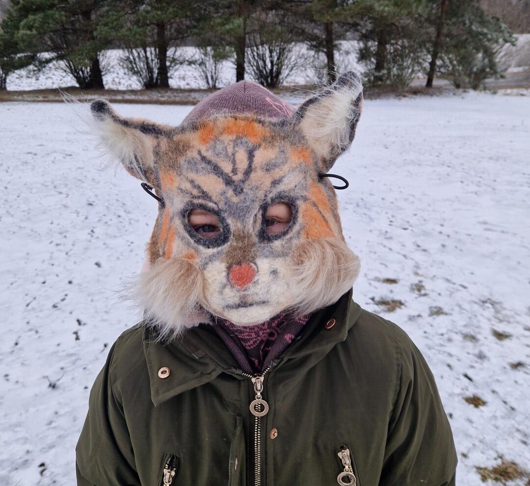 Luxury Childrens Felted Cat Mask.therian Cat Mask.festive Headdress ...