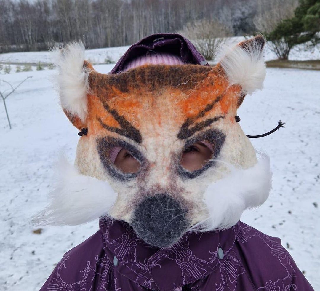 Luxurious Childrens Felted Fox Mask.therian Mask.festival Headwear ...