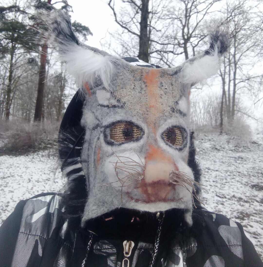 Felted Mask of Lynx/cat Unisex Adult.festival Headwear.carnival Mask ...