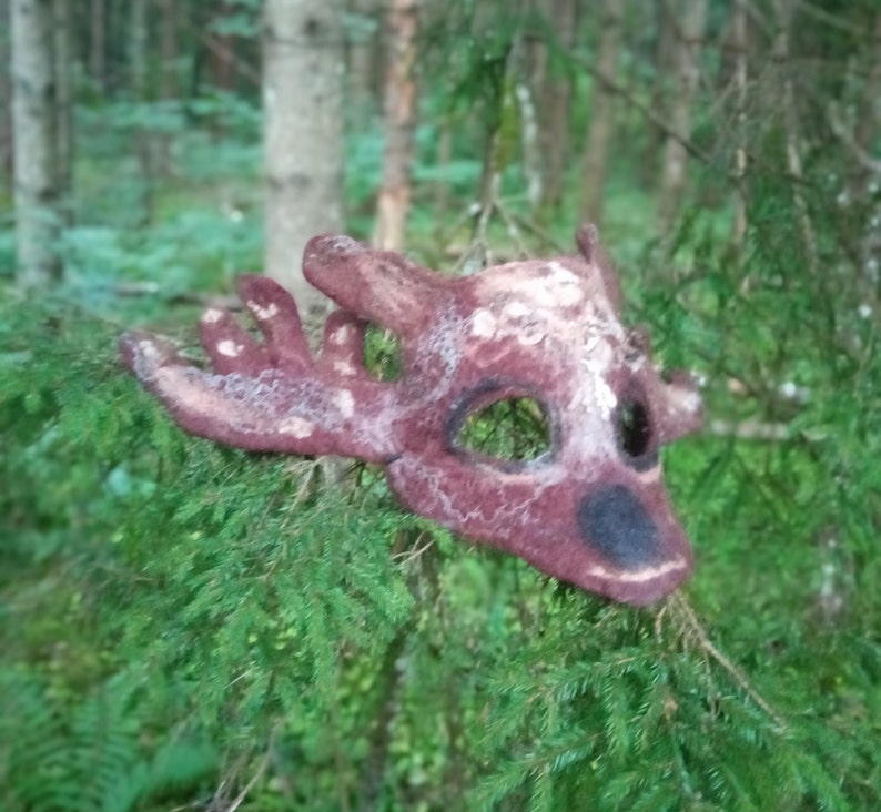 Felt Elk Mask: Unisex Wool Deer Headwear, Halloween Costume - Etsy