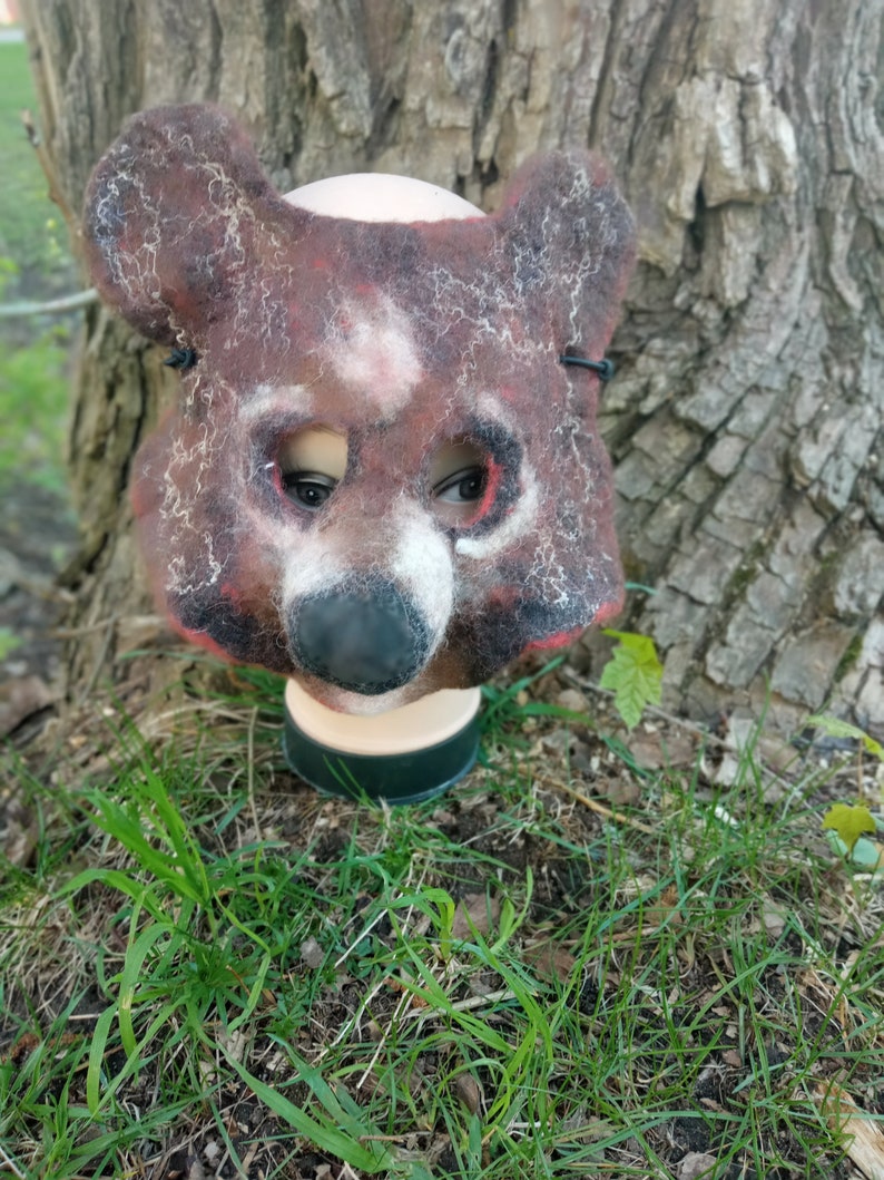 Luxury Childrens Felted Bear Mask.therian Mask.headdress.carnival Bear ...