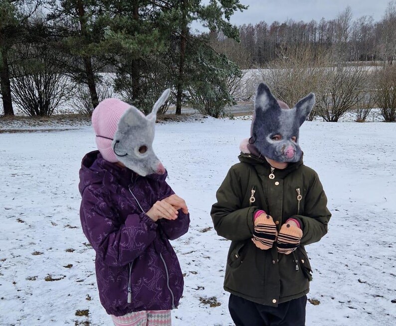 Luxury Kids Felt Mouse Mask.therian Mask.headwear.rat Carnival Mask ...