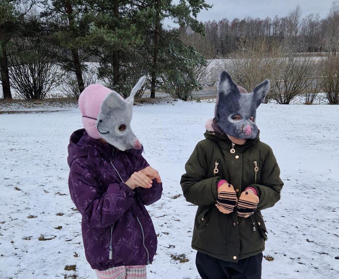 Luxury Kids Felt Mouse Mask.therian Mask.headwear.rat Carnival Mask ...