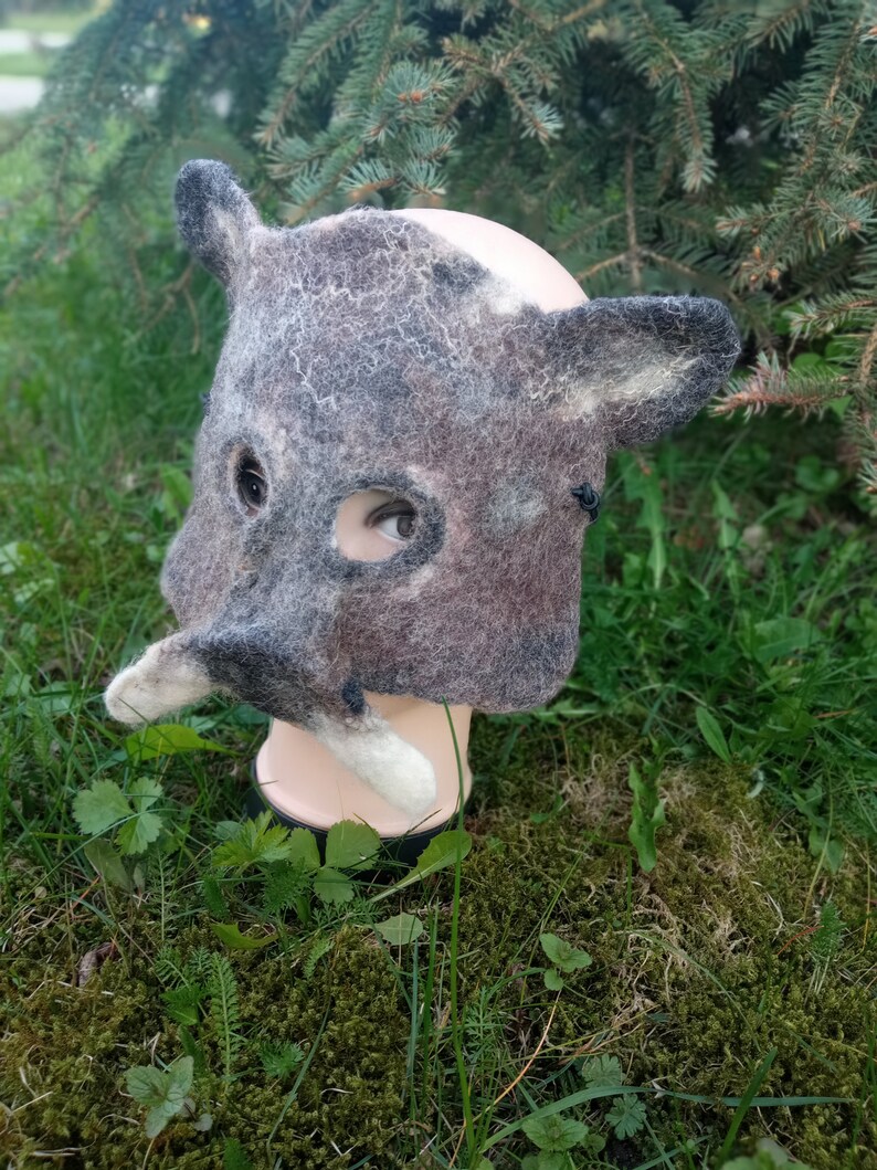 Luxury Childrens Felted Boar Mask.therian Mask.headdress.carneval Boar ...