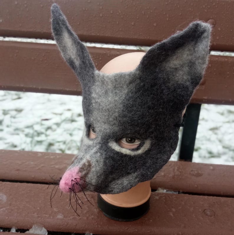 Luxury Kids Felt Mouse Mask.therian Mask.headwear.rat Carnival Mask ...