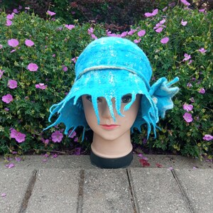 Womens Light Blue Summer Felted Hat With Brim.thin Nuno Felt.original ...