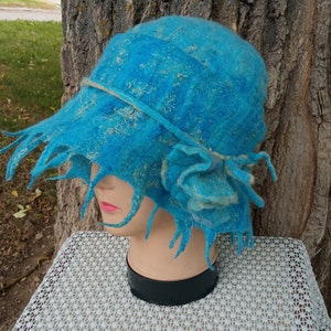 Womens Light Blue Summer Felted Hat With Brim.thin Nuno Felt.original ...