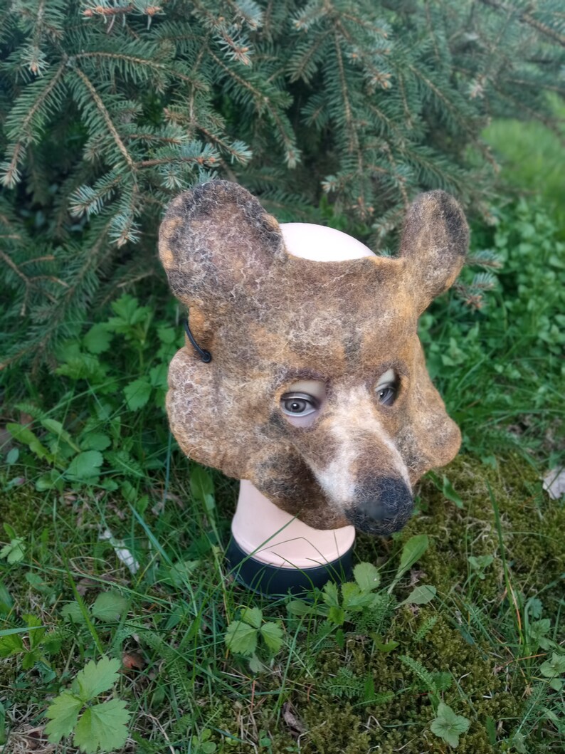 Luxury Childrens Felted Bear Mask.therian Mask.headdress.carnival Bear ...