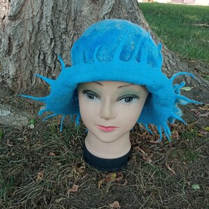 Womens Light Blue Summer Felted Hat With Brim.thin Nuno Felt.original ...
