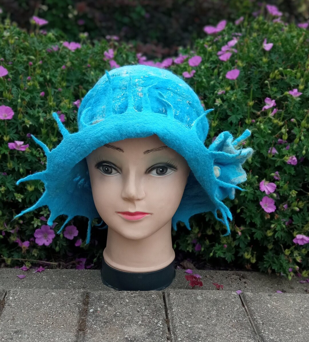Womens Light Blue Summer Felted Hat With Brim.thin Nuno Felt.original ...