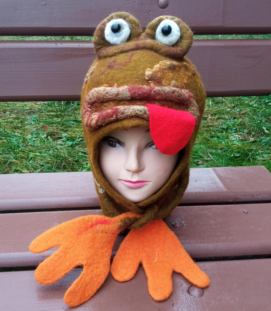 Felt Frog Hat Unisex Adults.sauna Hat.felt Animal.unique Frog Hat.warm ...