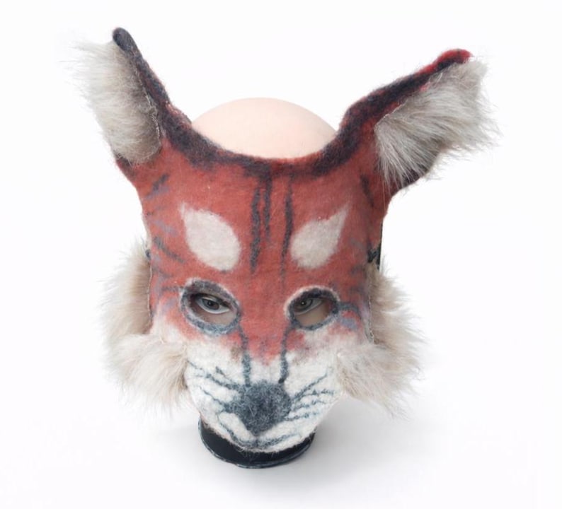 Handmade Wet Felt Cat Mask, Wool Animal Mask for Kids, Woodland ...