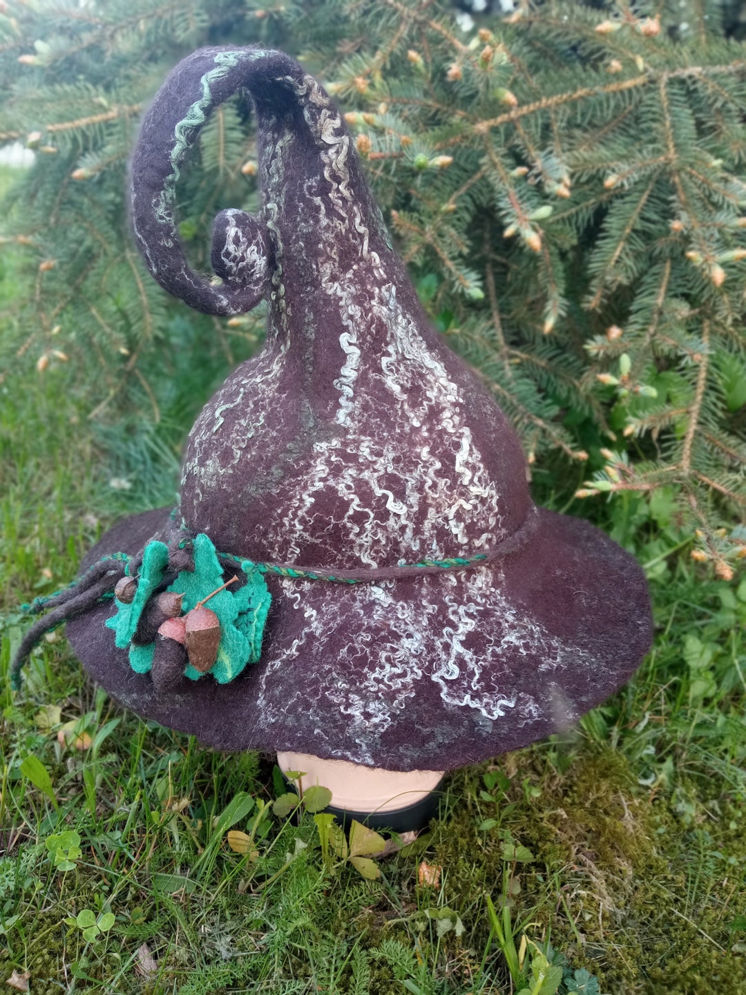 Unique Brown Felted Wizard Hat.sauna Hat.halloween Witch Hat.carneval ...