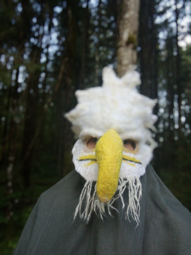 White Eagle Mask – Wet Felted Wool Art – 3D Sculpted Costume Accessory ...