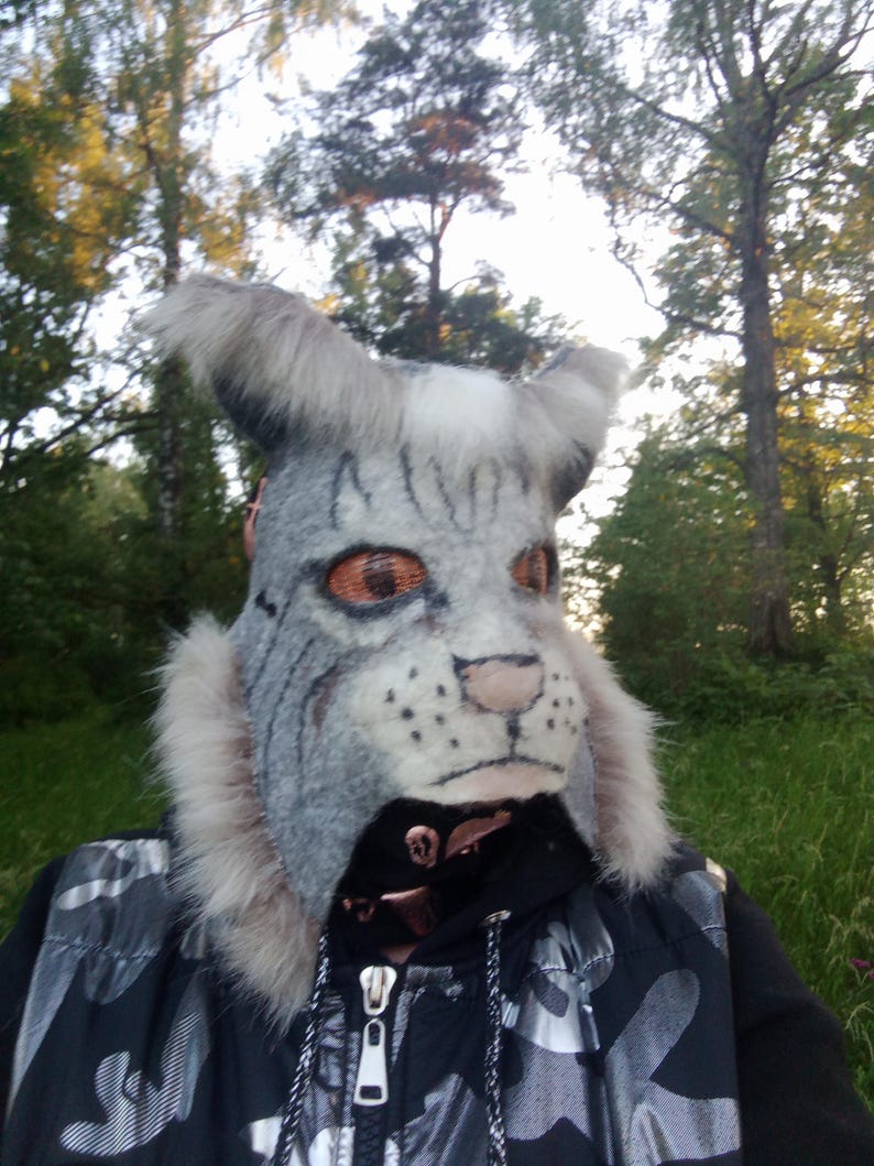 Felted Mask of Lynx/cat Unisex Adult.festival Headwear.carnival Mask ...