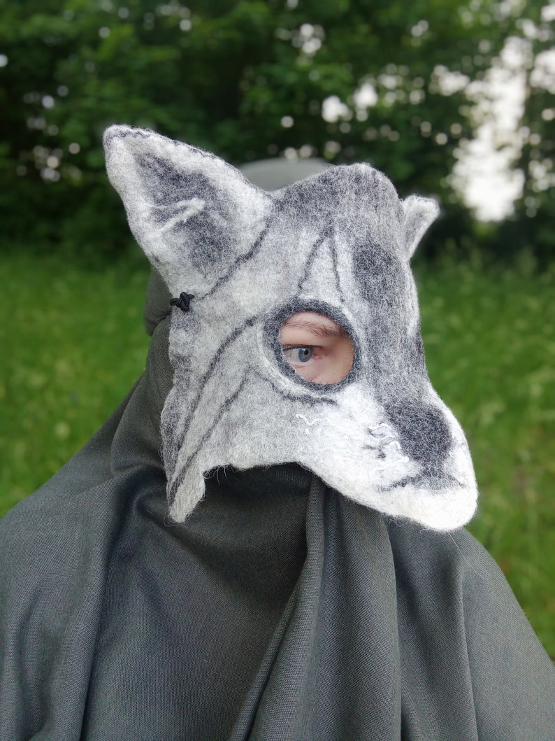 Luxuru Felted Cat Mask Unisex Adult.therian Mask.festival Headwear ...