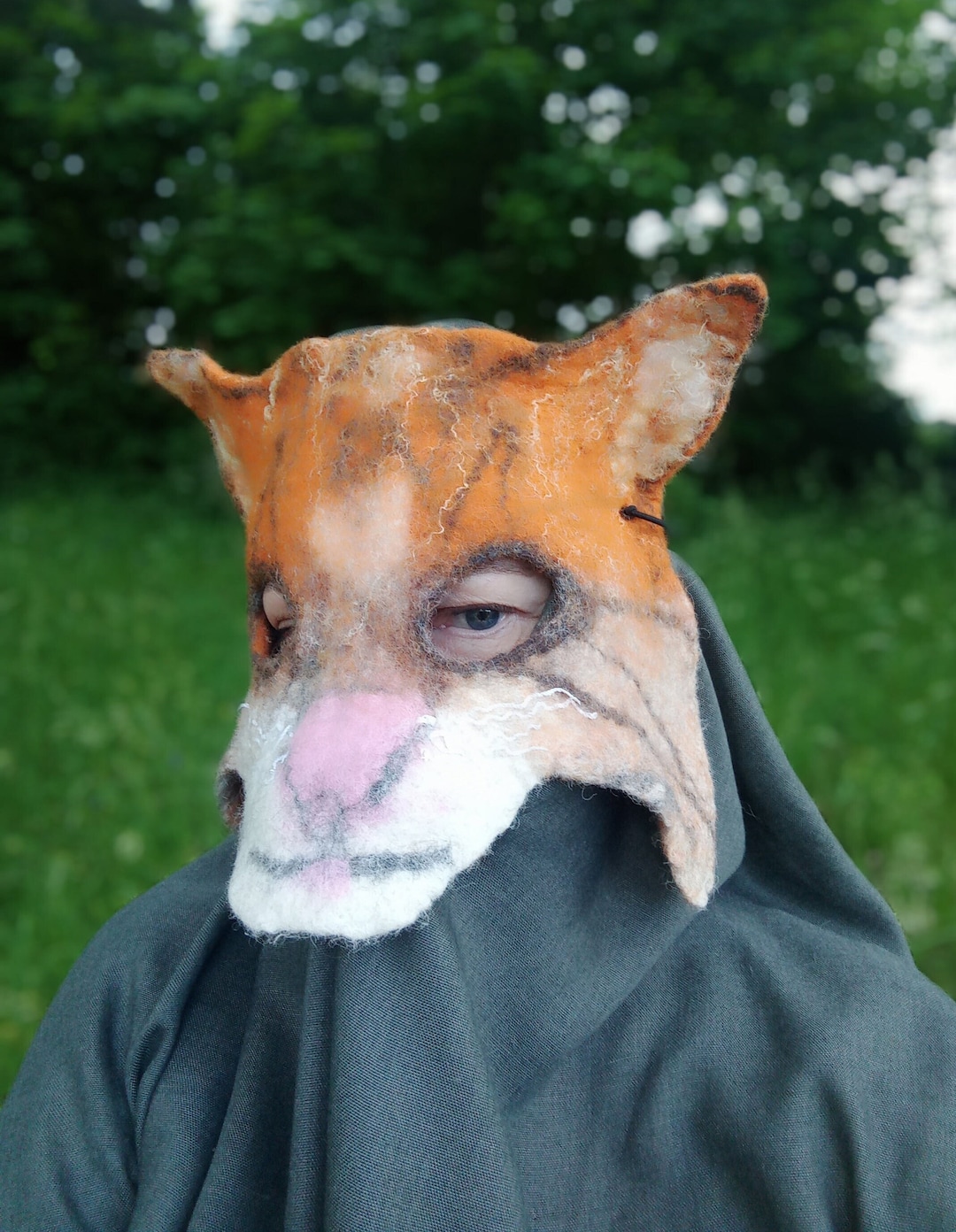 Luxuru Felted Cat Mask Unisex Adult.therian Mask.festival Headwear ...