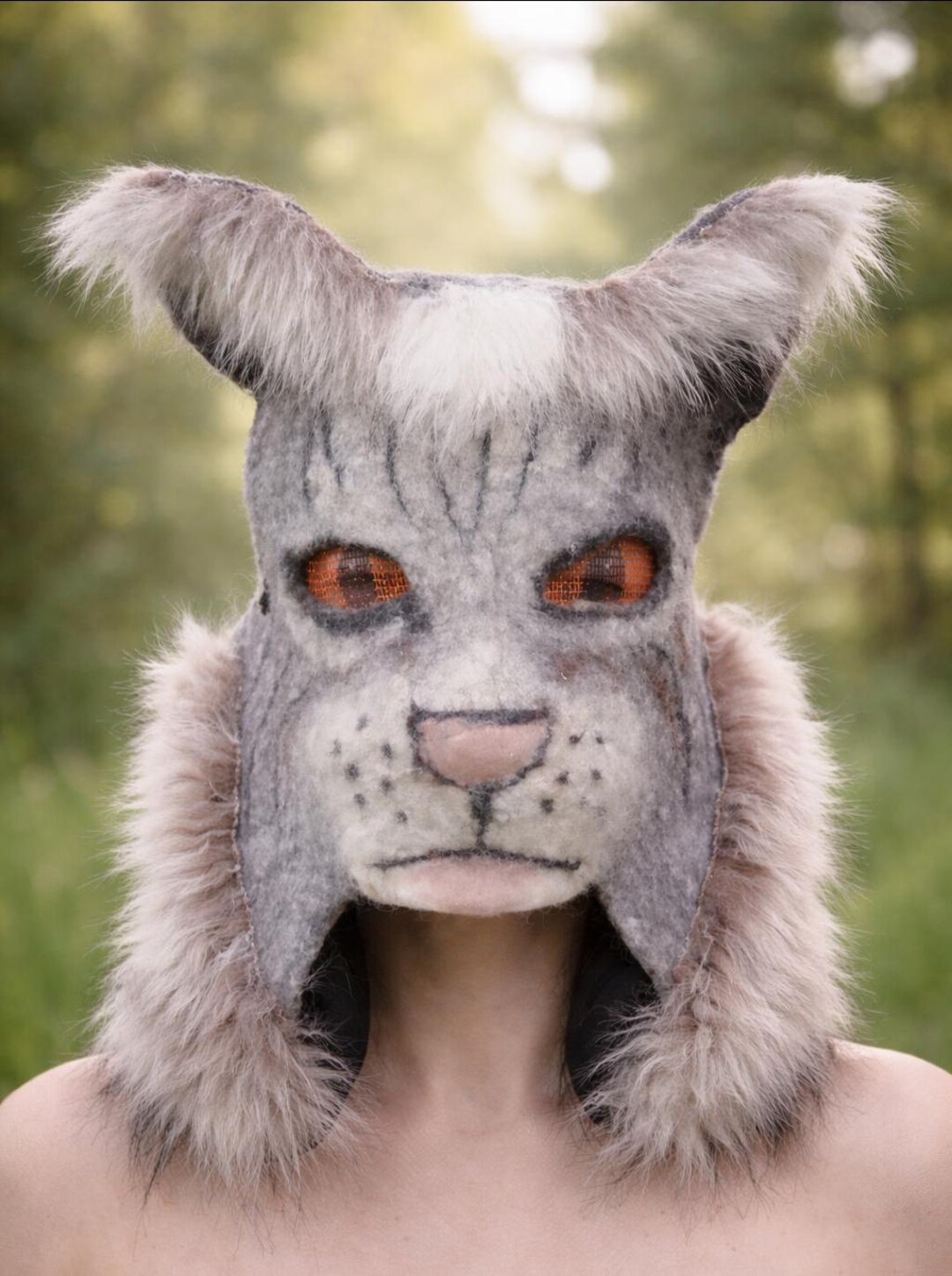 Felted Lynx Mask: Wool Animal Headwear, Cosplay Costume - Etsy