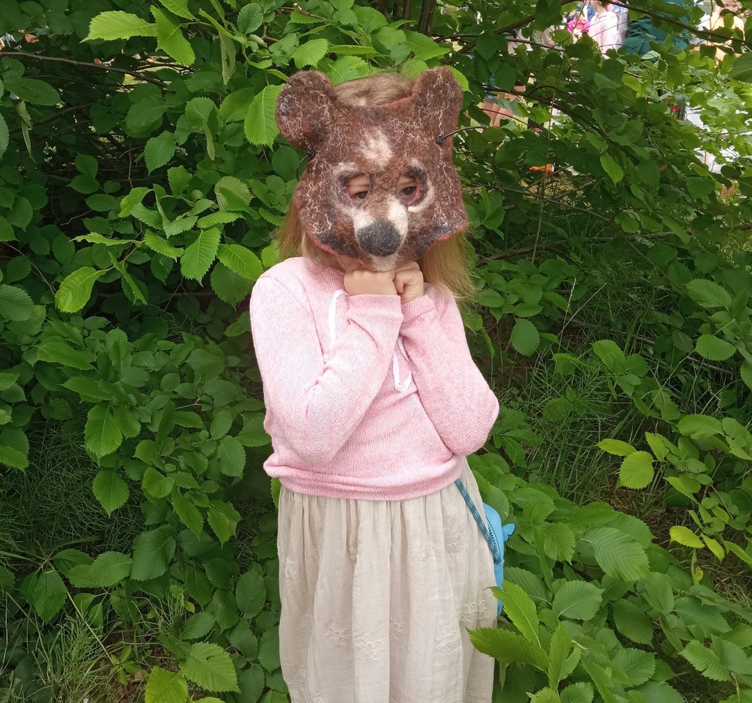 Luxury Childrens Felted Bear Mask.therian Mask.headdress.carnival Bear ...