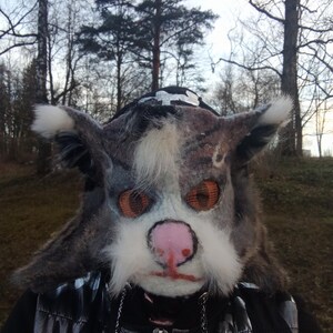 Felted Cat/lynx Mask Unisex Adult.therian Mask.festival Headwear ...