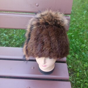 Original Womens Nutria Hat With Fox Fur.brown Nutria Winter Hat.fashion ...