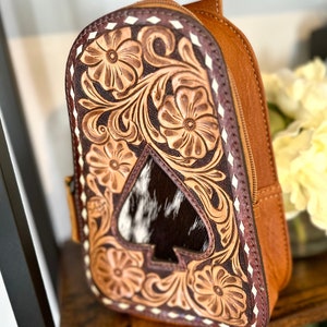 Small Leather Tooled Western Sling Bag - Etsy