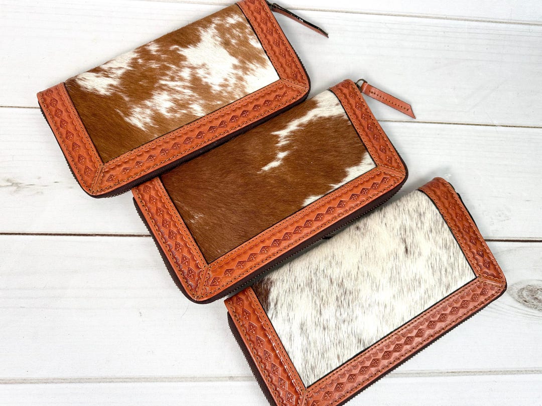 Diamond Leather Tooled Cowhide Outer Wallet - Etsy