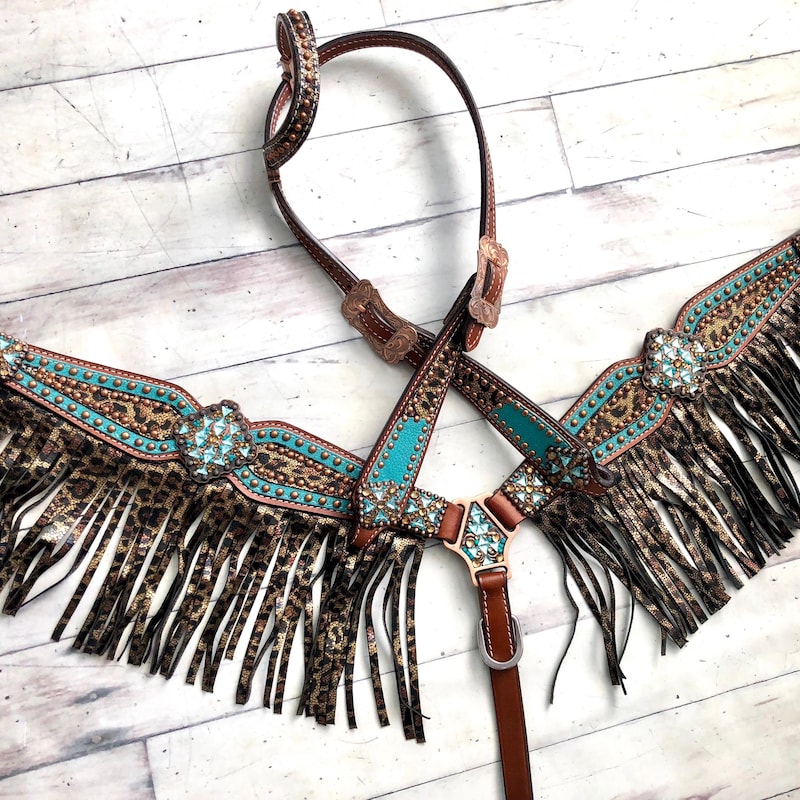 Leather Cheetah Tack Set - Etsy