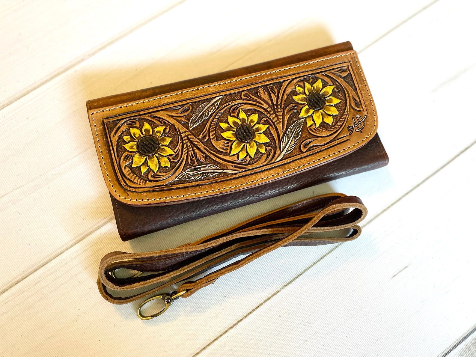 Powell Tooled Painted Leather Wallets With Purse Strap - Etsy