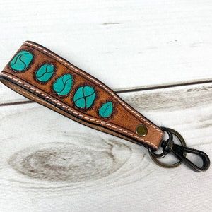 Wide Tooled Leather Key Fobs - Etsy