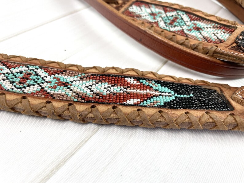 Feather Beaded Tack Set With Leather Whipstitch - Etsy