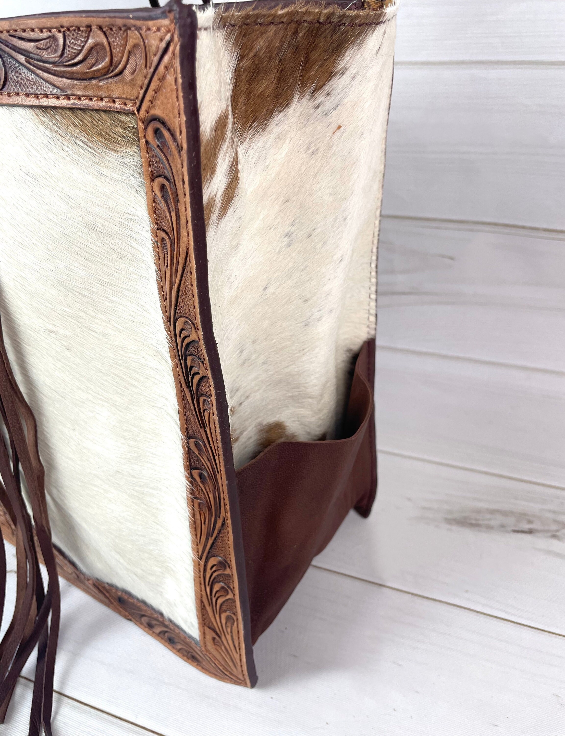 Tooled Border and Handle Hide Swatch Large Bag - Etsy