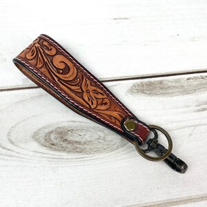 Wide Tooled Leather Key Fobs - Etsy